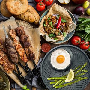 Relaxdays Tischgrill 10028017, elektrisch, rund, 1500 W ...