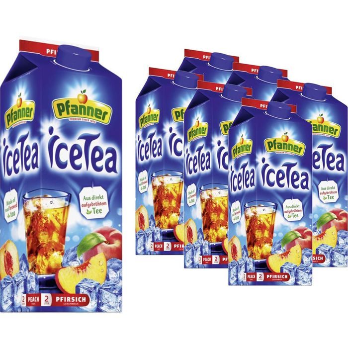 Pfanner Eistee Pfirsich, Erfrischungsgetränk, je 2 Liter, 6 Stück ...