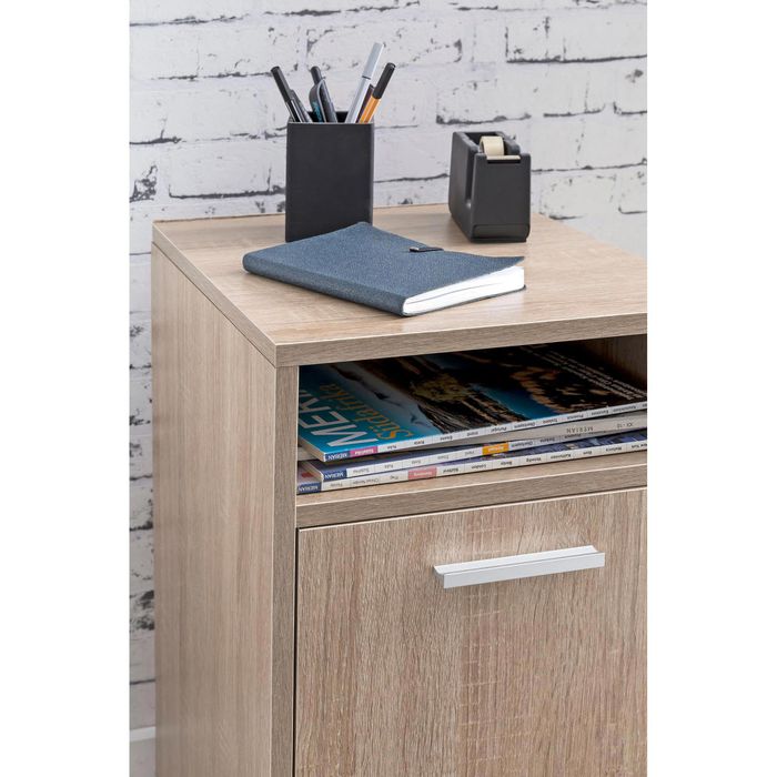 Wohnling Rollcontainer WL5.929, Holz, sonoma eiche, mit Regalfach und ...