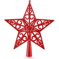 TK-Gruppe Christbaumspitze 98403, glänzend, rot, Stern mit Ornament ...