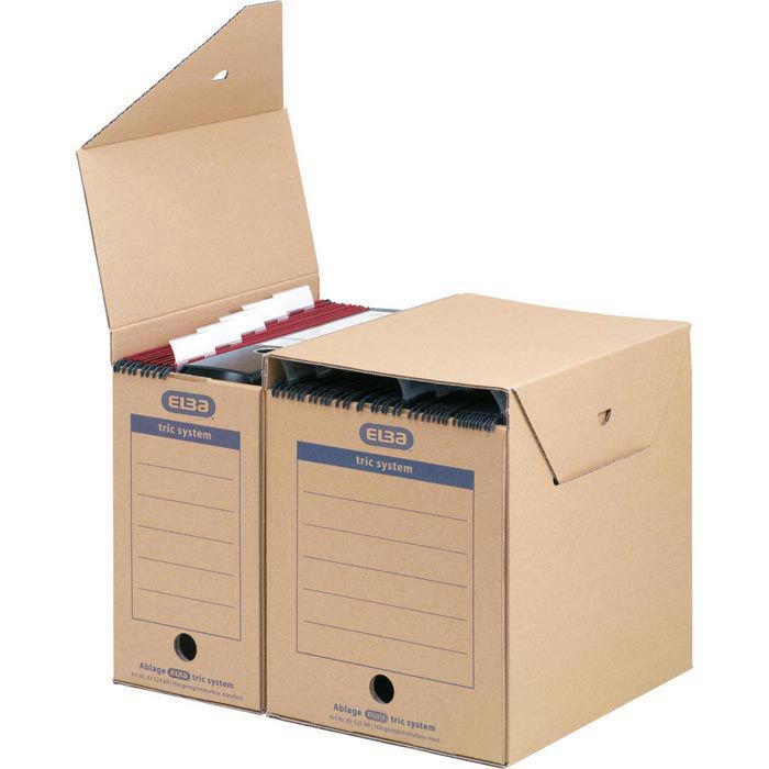 Elba Archivbox 100421090, tric system, A4, braun, Füllhöhe 236mm, für ...