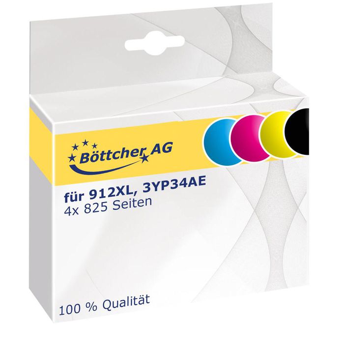Kompatibel für HP 912XL Multipack, 3YP34AE, schwarz, cyan, magenta ...