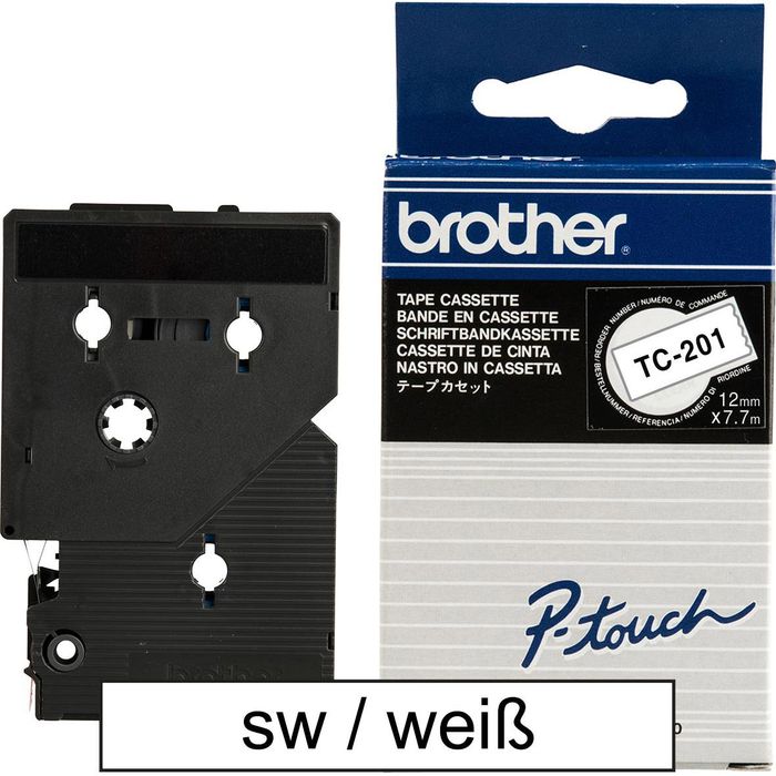 Brother TC-201 12mm Schriftband P-touch Tape weiß - Böttcher AG