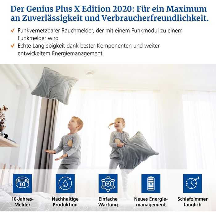 Hekatron Rauchmelder Genius Plus, 10 Jahre Laufzeit, App-fähig, VdS, Q ...