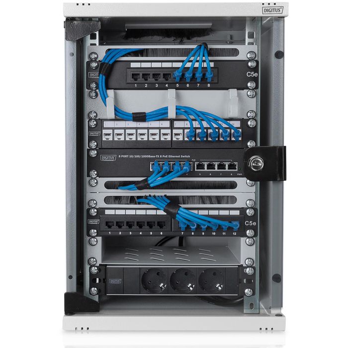 Digitus Netzwerkschrank DN-10-09U, lichtgrau, 9HE Wandgehäuse, 31,2 x ...