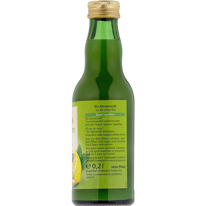 Alnatura Zitronensaft BIO, 100% Direktsaft, 0,2 Liter - Böttcher AG