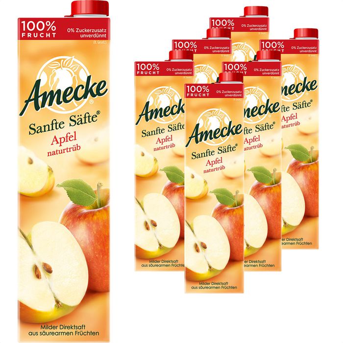 Amecke Saft Sanfte Säfte, Apfel naturtrüb, je 1 Liter, 6 Stück ...