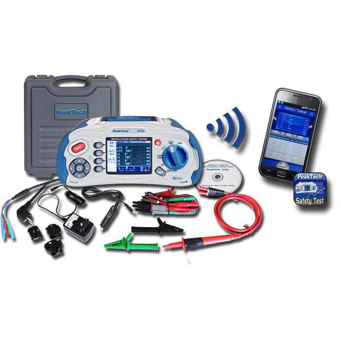 PeakTech Installationstester 2755, VDE 0100/0413, RCD, Bluetooth, USB ...