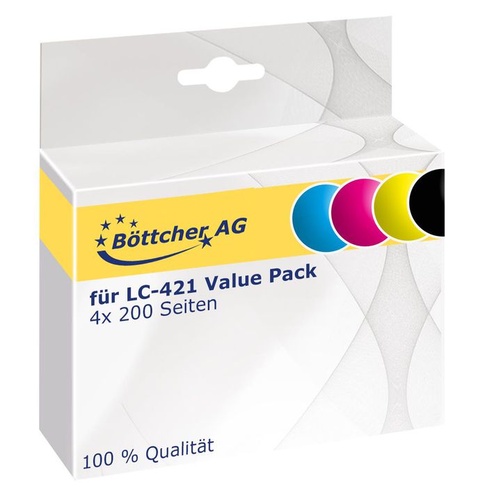 kompatibel für Brother LC-421 Value Pack, schwarz, cyan, magenta, gelb ...