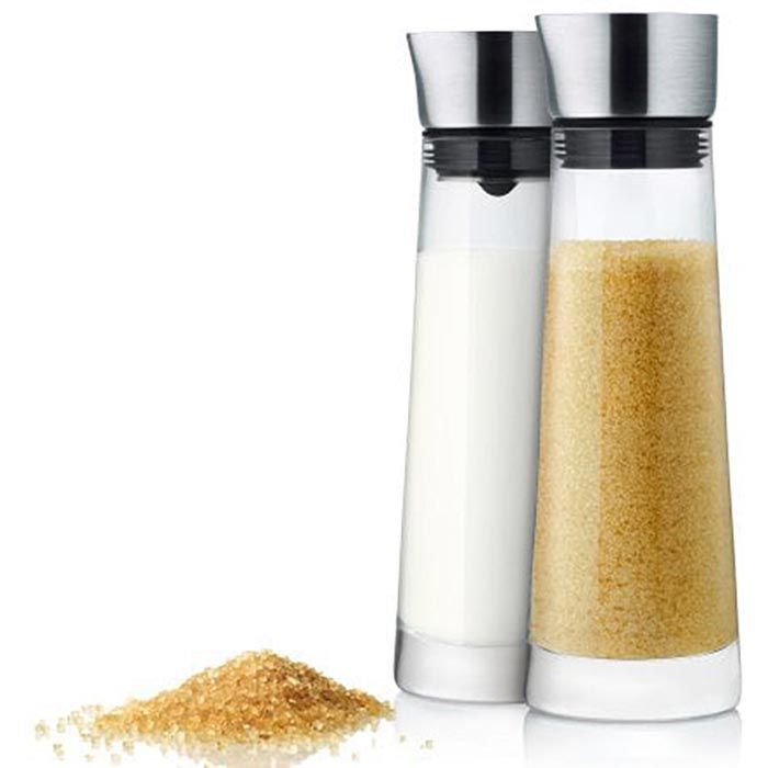 Blomus Milch-Zucker-Set Macchiato 63510, Glas / Edelstahl, silber ...