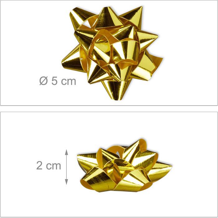 Relaxdays Geschenkschleife gold, PP, selbstklebend, Ø 50mm, 100 Stück ...