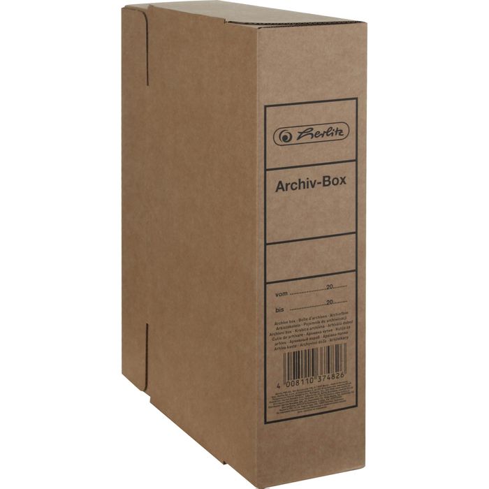 Herlitz Archivbox 11000320, A4, braun, Füllhöhe 80mm, für Akten, 10 ...