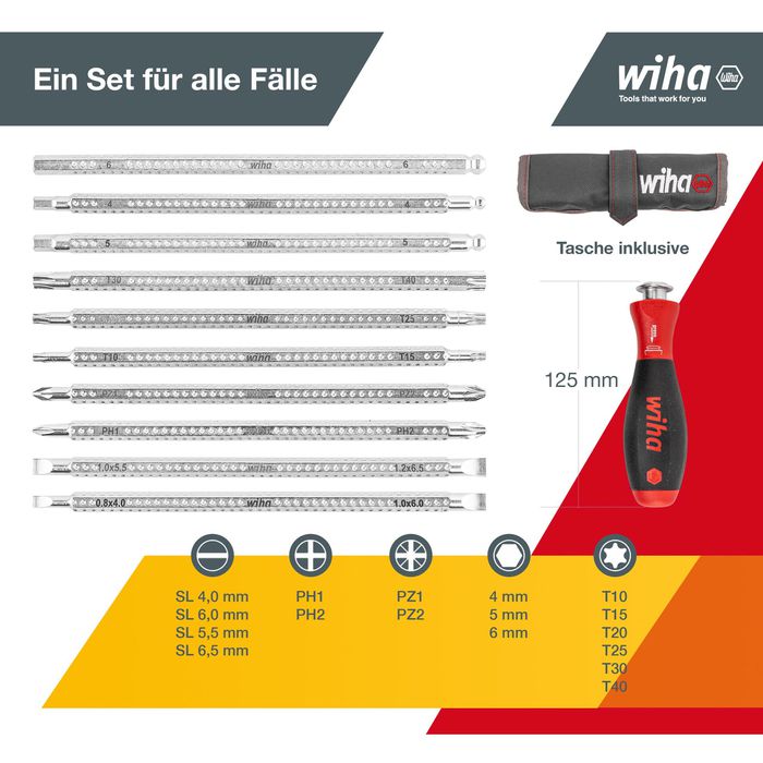 wiha Schraubendreher-Set System 6, 281T11, 11-teilig, Schlitz, Kreuz ...