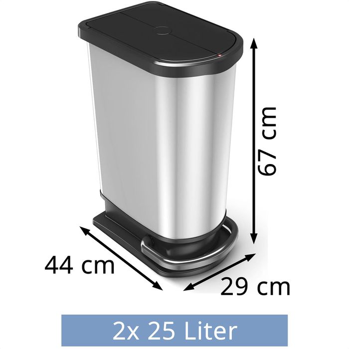 Rotho Mülleimer Paso duo 1166510264 silber, aus Kunststoff ...