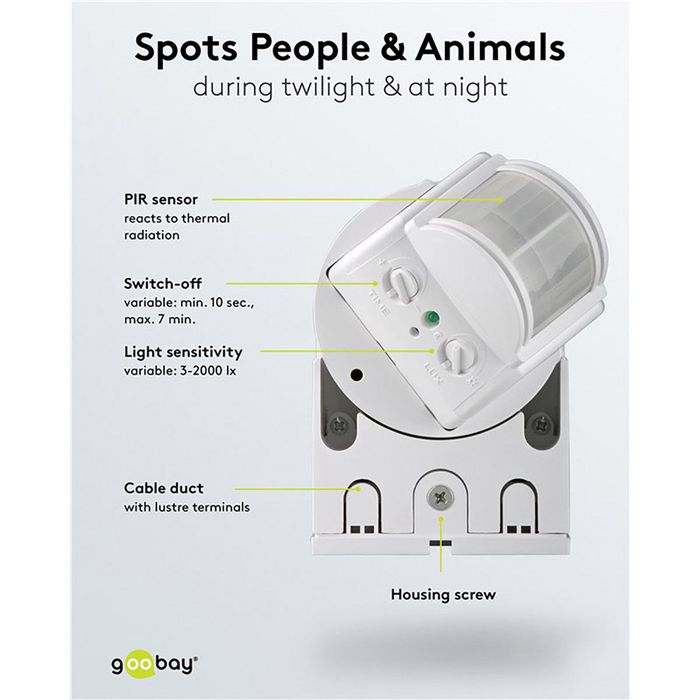 Goobay Bewegungsmelder 95175 Infrarot, innen + außen IP44, 180 Grad ...