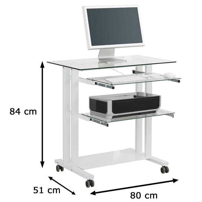 Maja Computertisch 16509799, Glas, Maße: 80 x 84 x 51cm, weiß - Böttcher AG