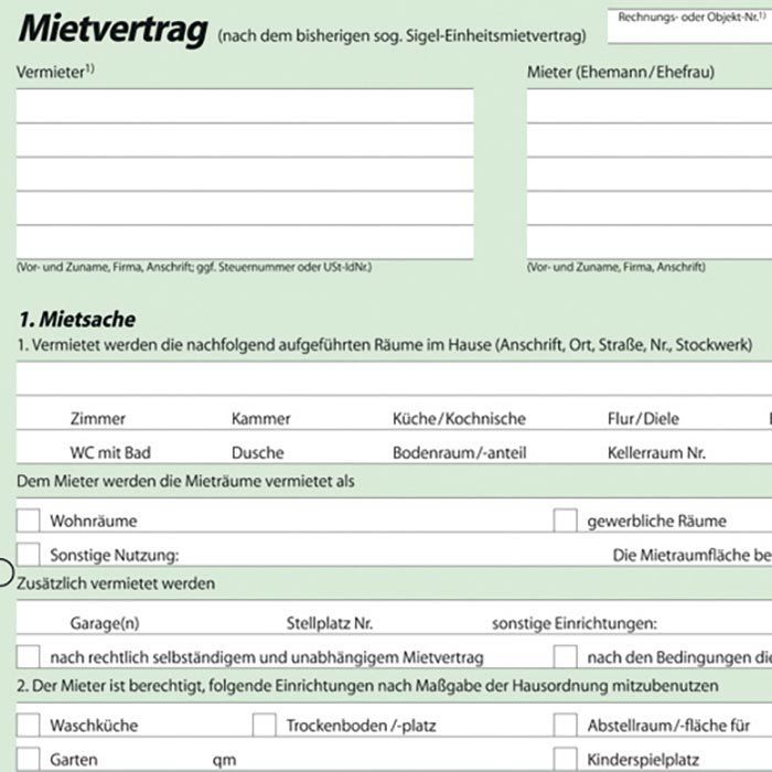 Sigel MV 480 A4 Mietvertrag für Wohnungen - Böttcher AG