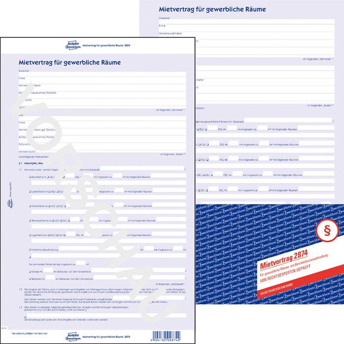 Zweckform Mietvertrag 2874, DIN A4, für gewerbliche Räume, 6-seitig ...