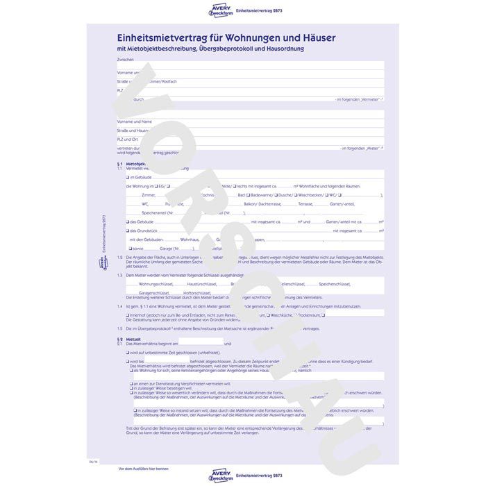 Zweckform Mietvertrag 2873, DIN A4, für Wohnung u. Haus ...