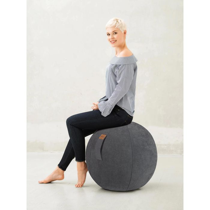 Sitting-Ball Sitzball ALFA 65cm, Veloursoptik, Büro, ergonomisch ...