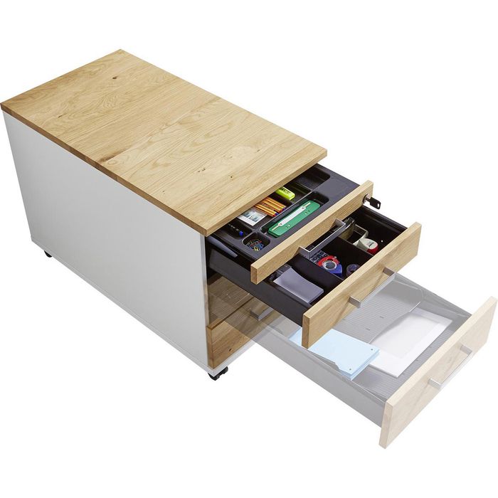 Röhr Rollcontainer objekt.pur, Eiche Massivholz, eiche / anthrazit, mit ...