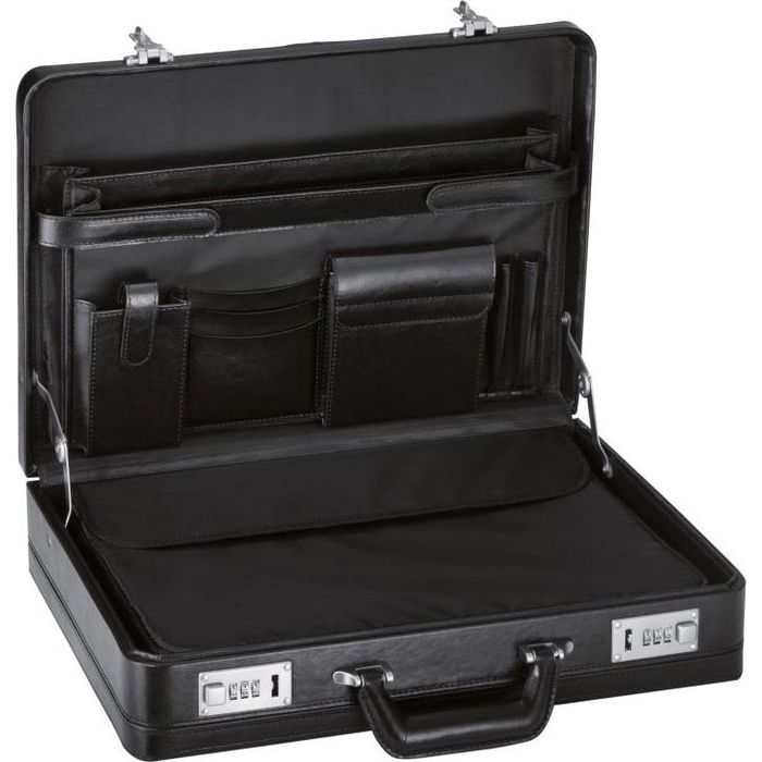 D&N Aktenkoffer 2664 Tradition Business, schwarz, Lederfaserstoff, mit ...