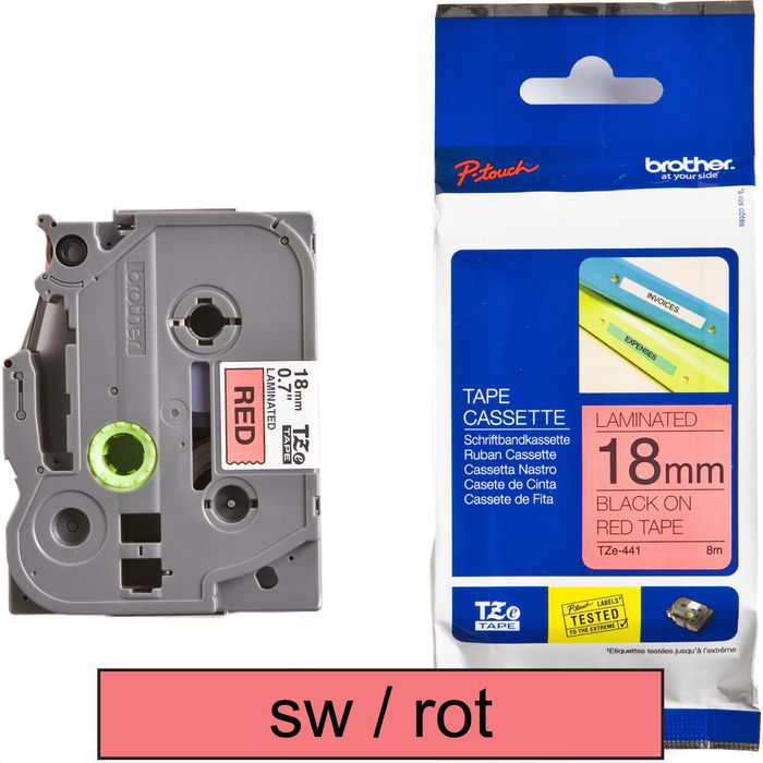 Brother TZe-441 18mm Schriftband P-touch Tape rot - Böttcher AG