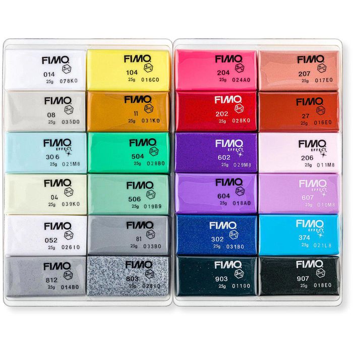 Staedtler Modelliermasse 8013 C24-1, FIMO effect, ofenhärtend, sortiert, 24 Blöcke a 25g, 600g ...