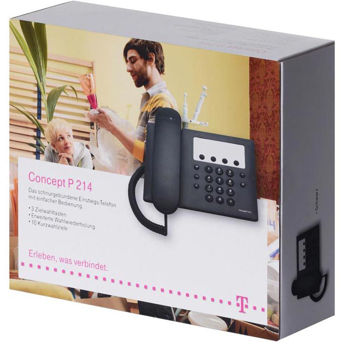 Telekom Telefon Concept P 214, schwarz, schnurgebunden - Böttcher AG