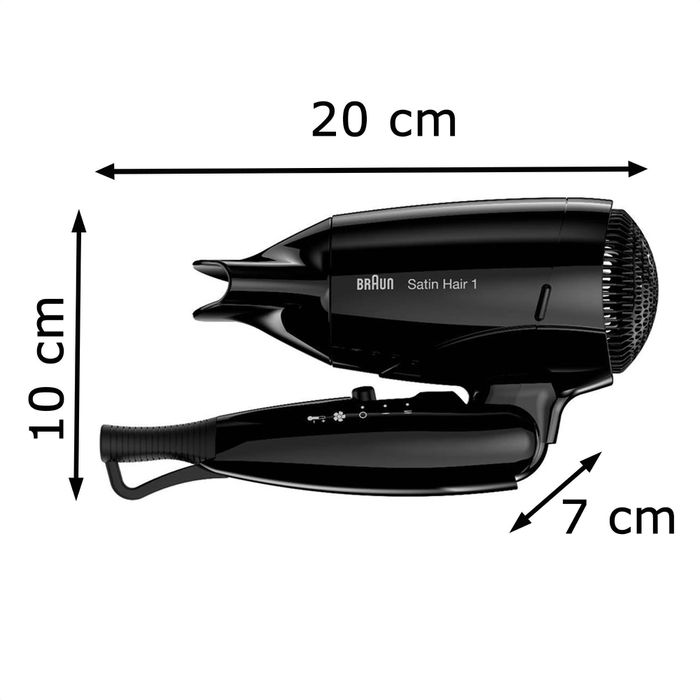 Braun Haartrockner Satin Hair 1 Style&Go, HD130, Reisehaartrockner ...