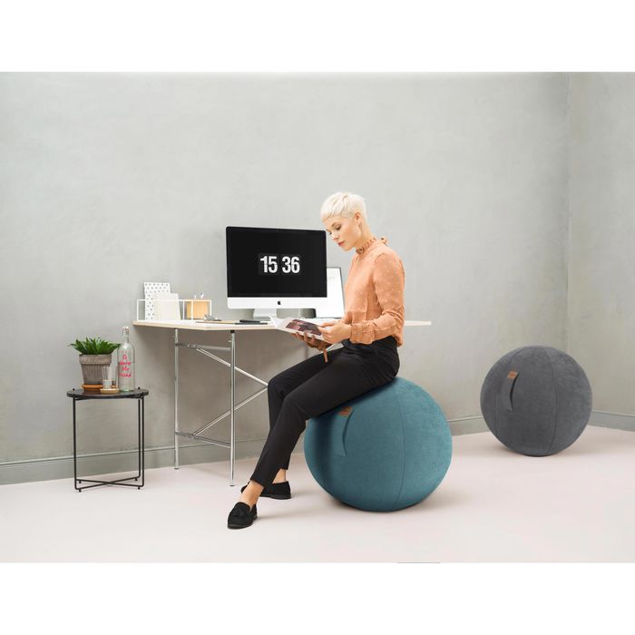 Sitting-Ball Sitzball ALFA 65cm, Veloursoptik, Büro, ergonomisch ...
