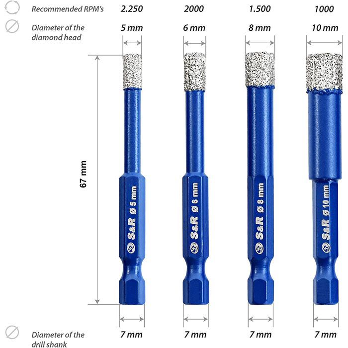 S&R Diamantbohrer 252500004 Set, 4-teilig, 5-10 mm - Böttcher AG