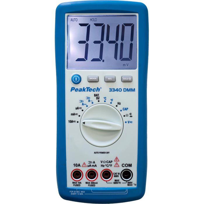 PeakTech Multimeter P 3340 DMM digital, Auto Range, Temperatur, CAT III ...