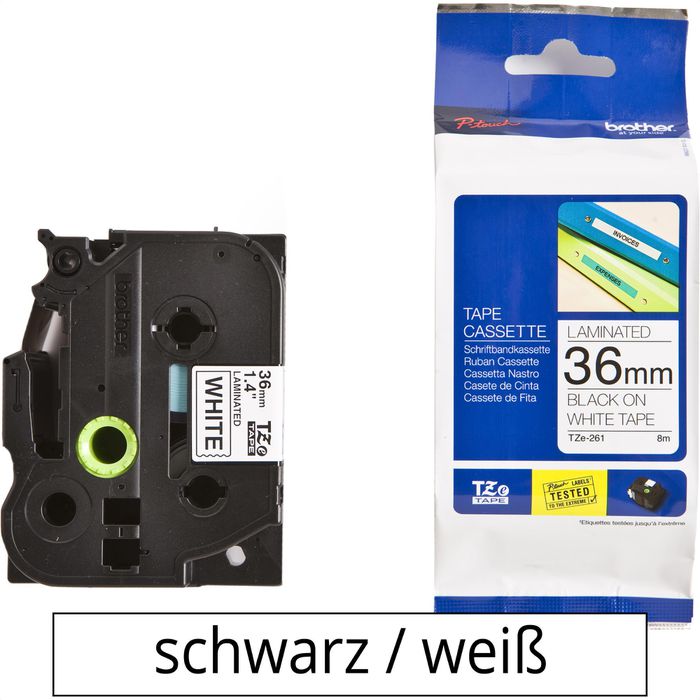 Brother TZe-261 36mm Schriftband P-touch Tape weiß - Böttcher AG