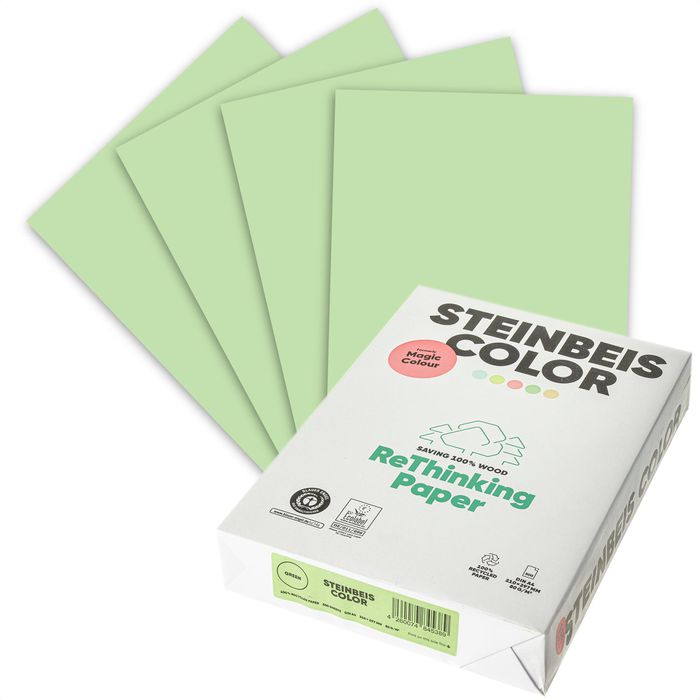 Steinbeis Kopierpapier Color A4 Recycling 80g Qm Hellgrün 500