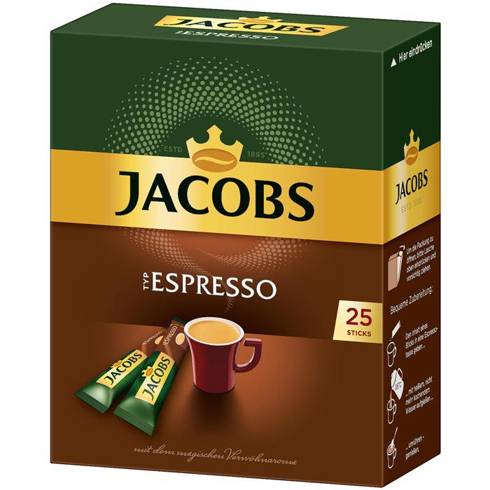Jacobs Kaffee Espresso, Instant-Kaffee, intensiv, 25 Portionssticks ...
