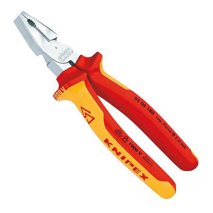 Knipex Kombizange 02 06 180, Kraft-Kombizange, 180mm, verchromt, VDE ...