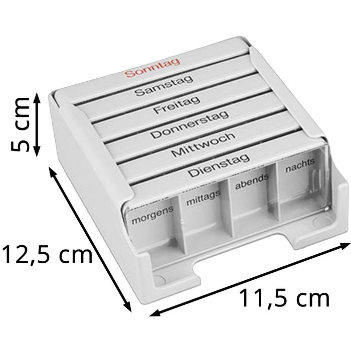 Medi-7 Tablettenbox 7 Tage, Pillendose, 7 x 4 Fächer, mit Tageszeiten ...