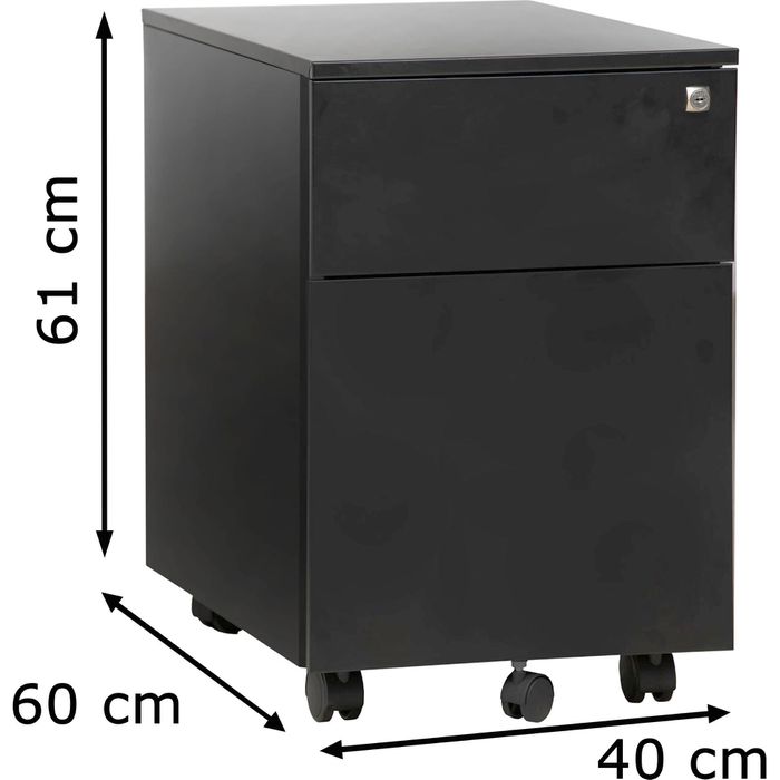 G-Office Rollcontainer MPS/PM.2, Metall, schwarz, mit 1 Schub und ...