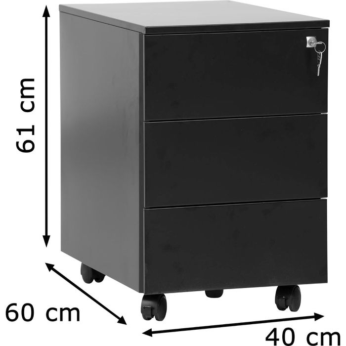 G-Office Rollcontainer MPS/PM.3, Metall, schwarz, mit 3 Schüben ...